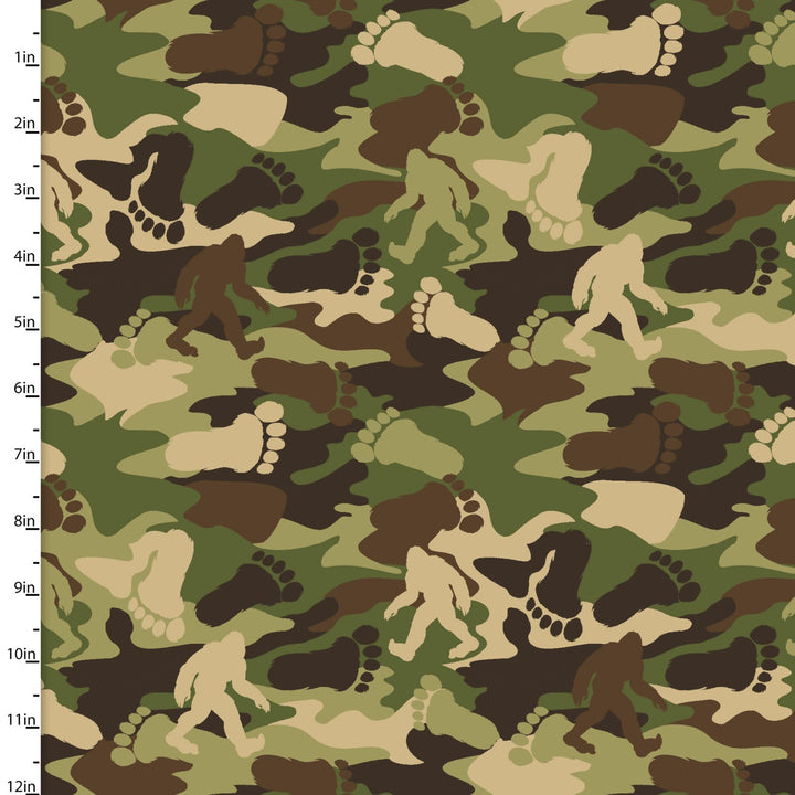Fabric 3 Wishes Multi Bigfoot Creature Camo Legendary Loner by the Qua ...