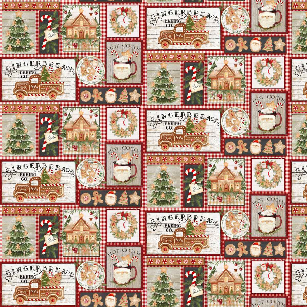 Fabric 3 Wishes Multicolor Gingerbread Patch Very Merry Gingerbread by ...