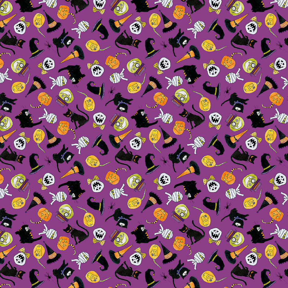 Fabric 3 Wishes Purple Trick or Treat Troupe This is Halloween by the ...