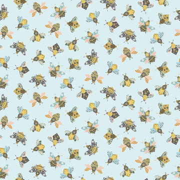 Fabric Dear Stella Designs Sky Busy Bees Sting Like a Bee by the Quart ...