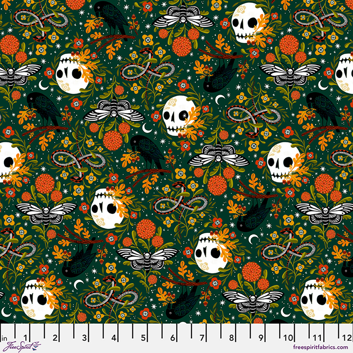 Fabric FreeSpirit Hunter Fright More Than Bones by the Quarter Yard PW ...