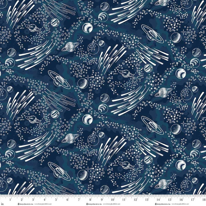 Fabric Henry Glass Navy Starry Milky Way Glow in the Dark by the Quart ...