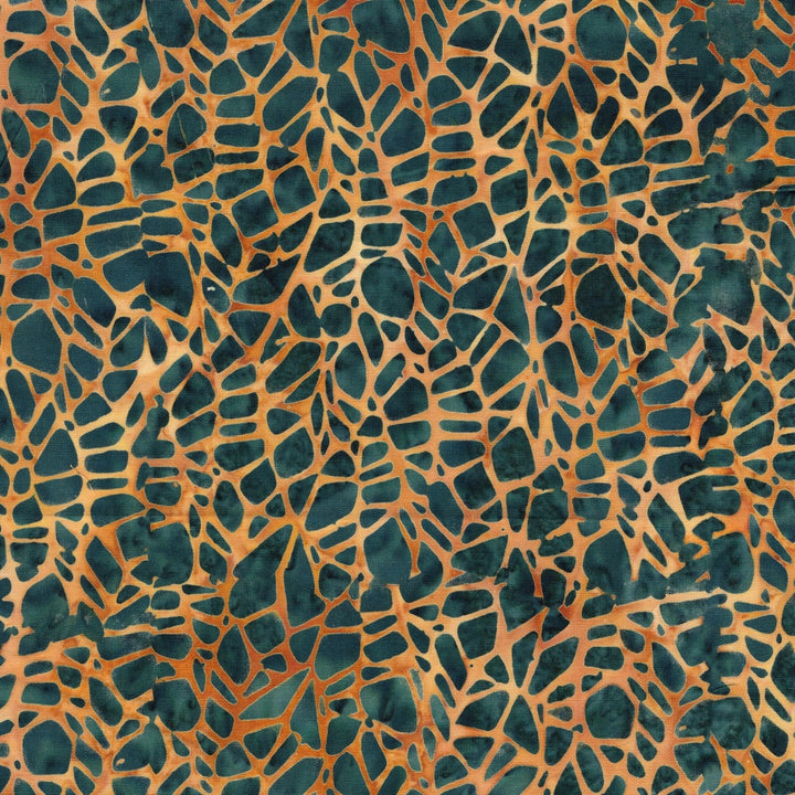 Fabric Lumin Green/Gold/Orange Agate Stone Strata Island Batiks by the ...