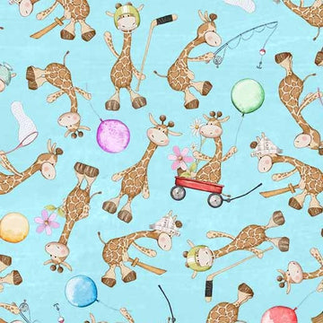 Fabric Michael Miller Sky Adorable Giraffes Make Believe by the Quarte ...
