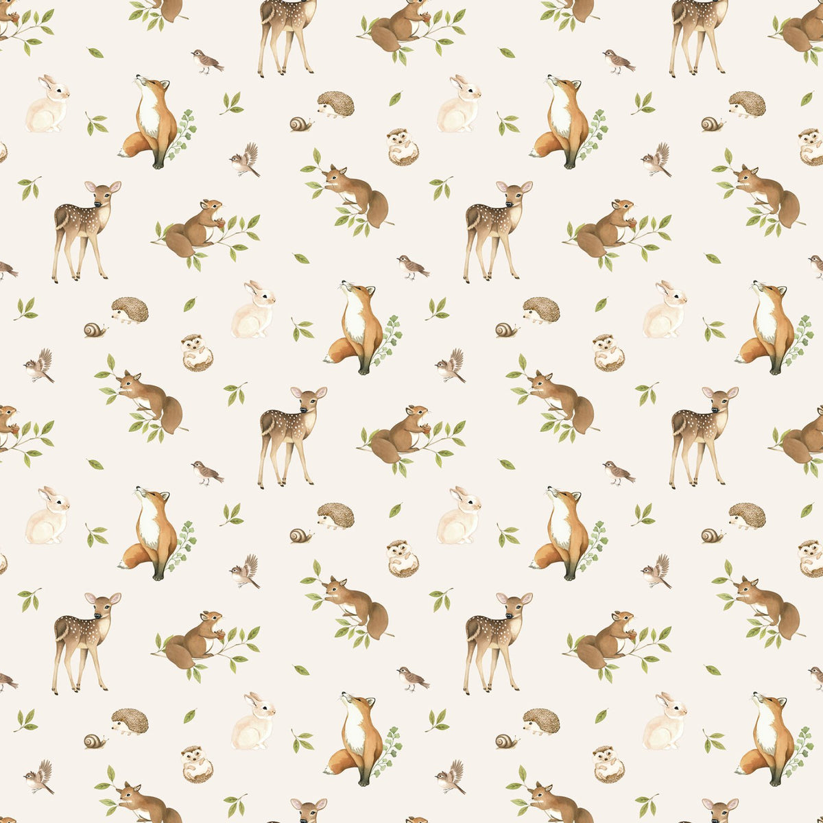 Fabric Northcott Cream Animals Woodland Heart by the Quarter Yard DP28 ...