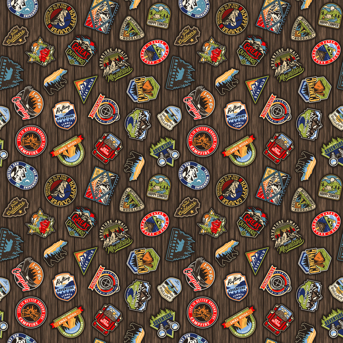 Fabric Northcott Multi Plethora of Patches Camping Therapy by the Quar ...