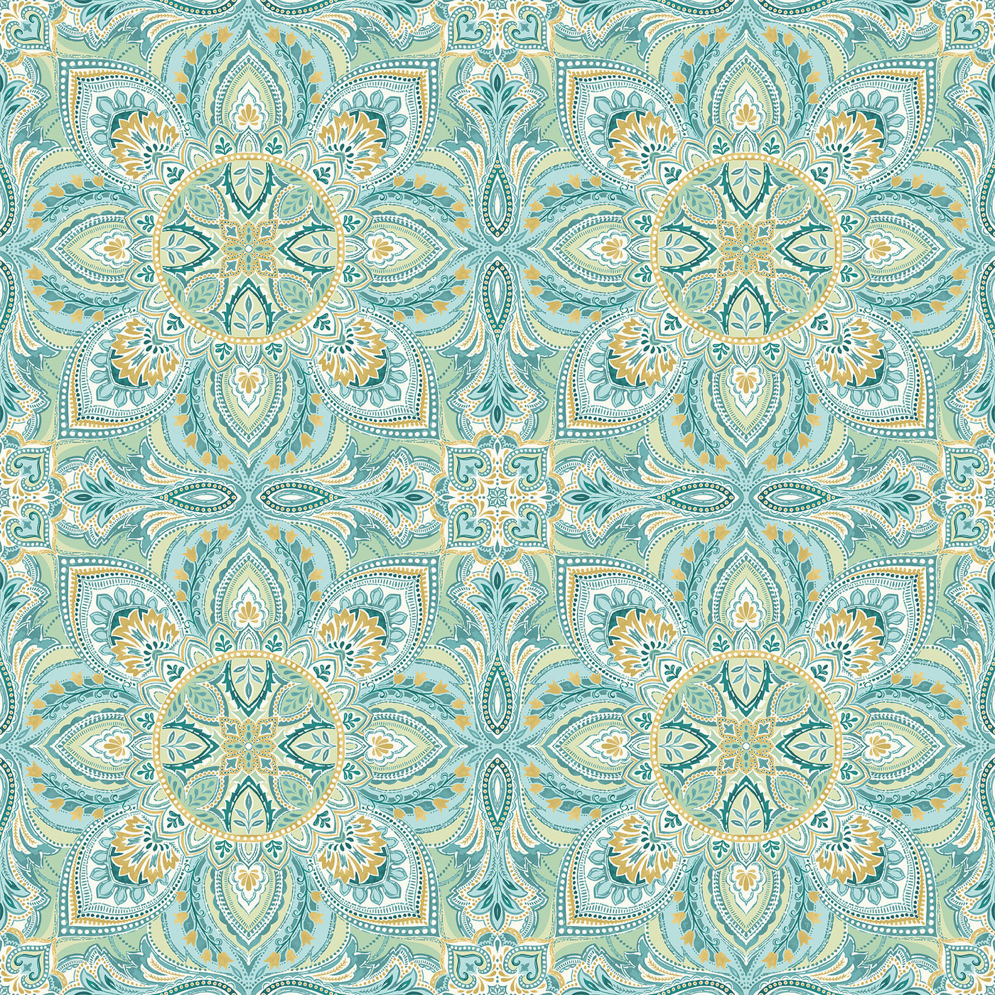 Fabric Northcott Teal Mandala Mariposa 108" Wide Back by the Quarter Y ...