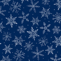 Fabric P & B Textiles Dark Blue Snowflakes First Frost 108" Wide Back ...