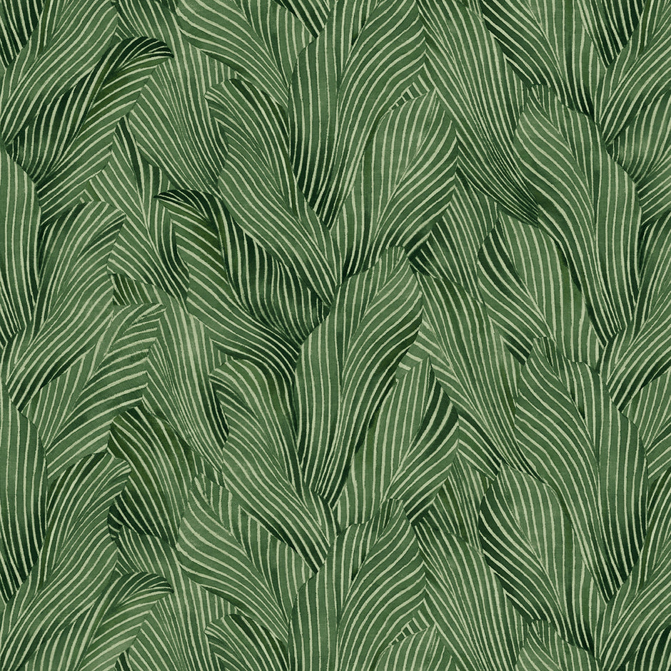 Fabric P & B Textiles Forest Green Tonal Leaves Earth Tones 108" Wide ...