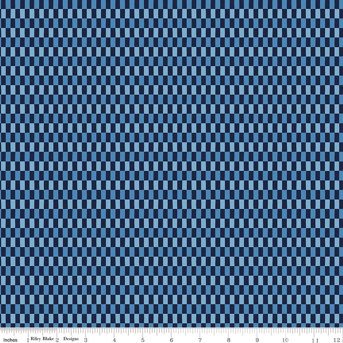 Fabric Riley Blake Navy Checks Blue Blooms and Threads by the Quarter ...