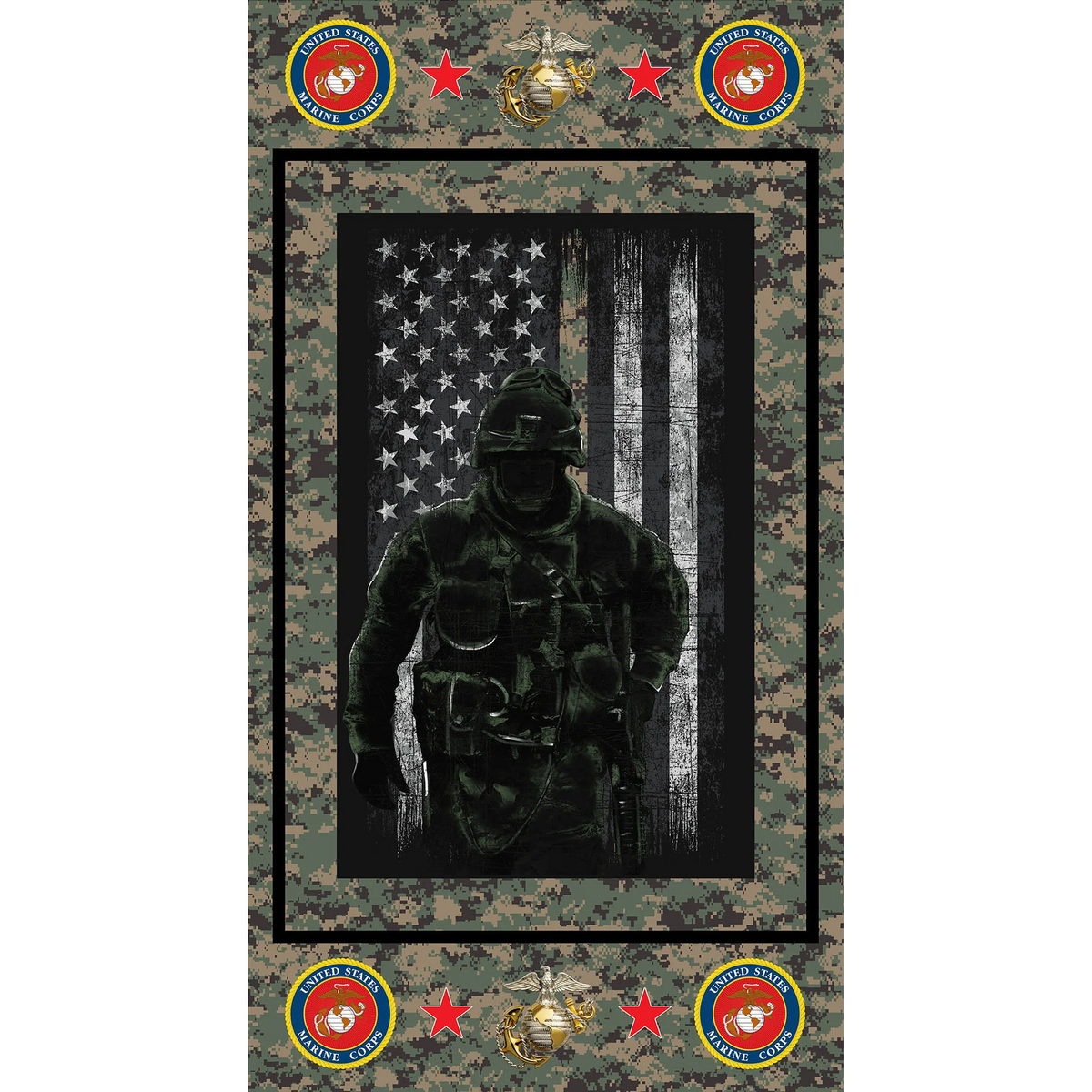 Fabric Sykel Enterprises U.S. Marines Hero Silhouette Panel 1195M ...