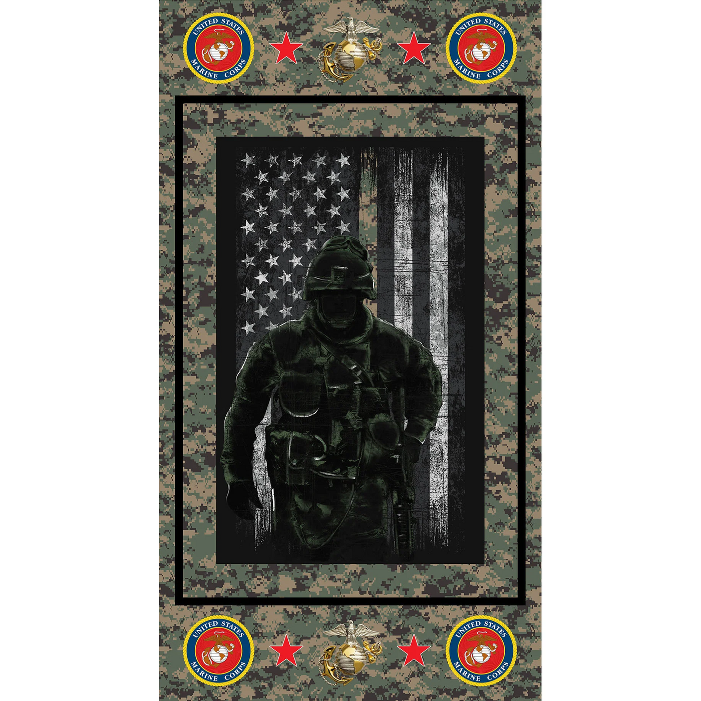 Fabric Sykel Enterprises U.S. Marines Hero Silhouette Panel 1195M ...
