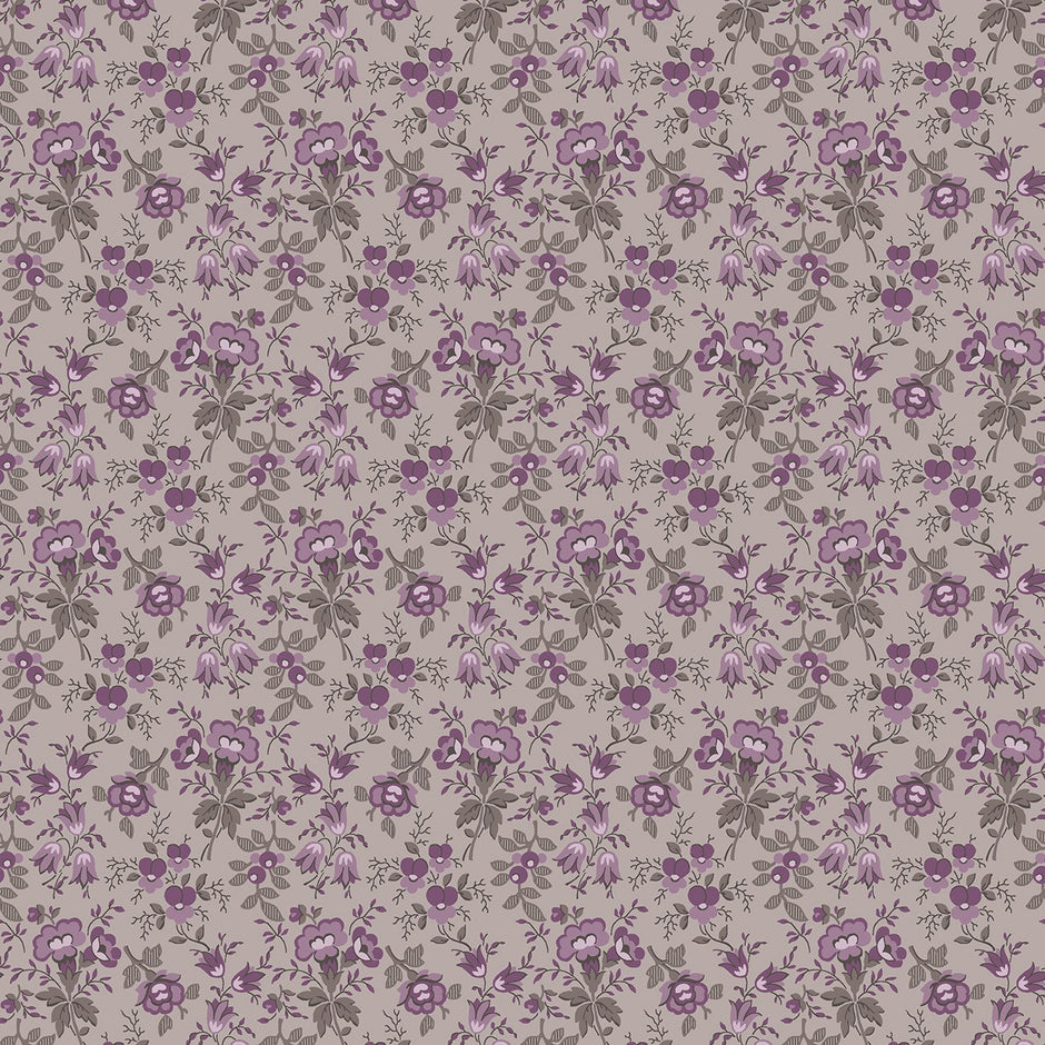 Fabric Wilmington Gray Small Floral Blackberry Bramble by the Quarter ...